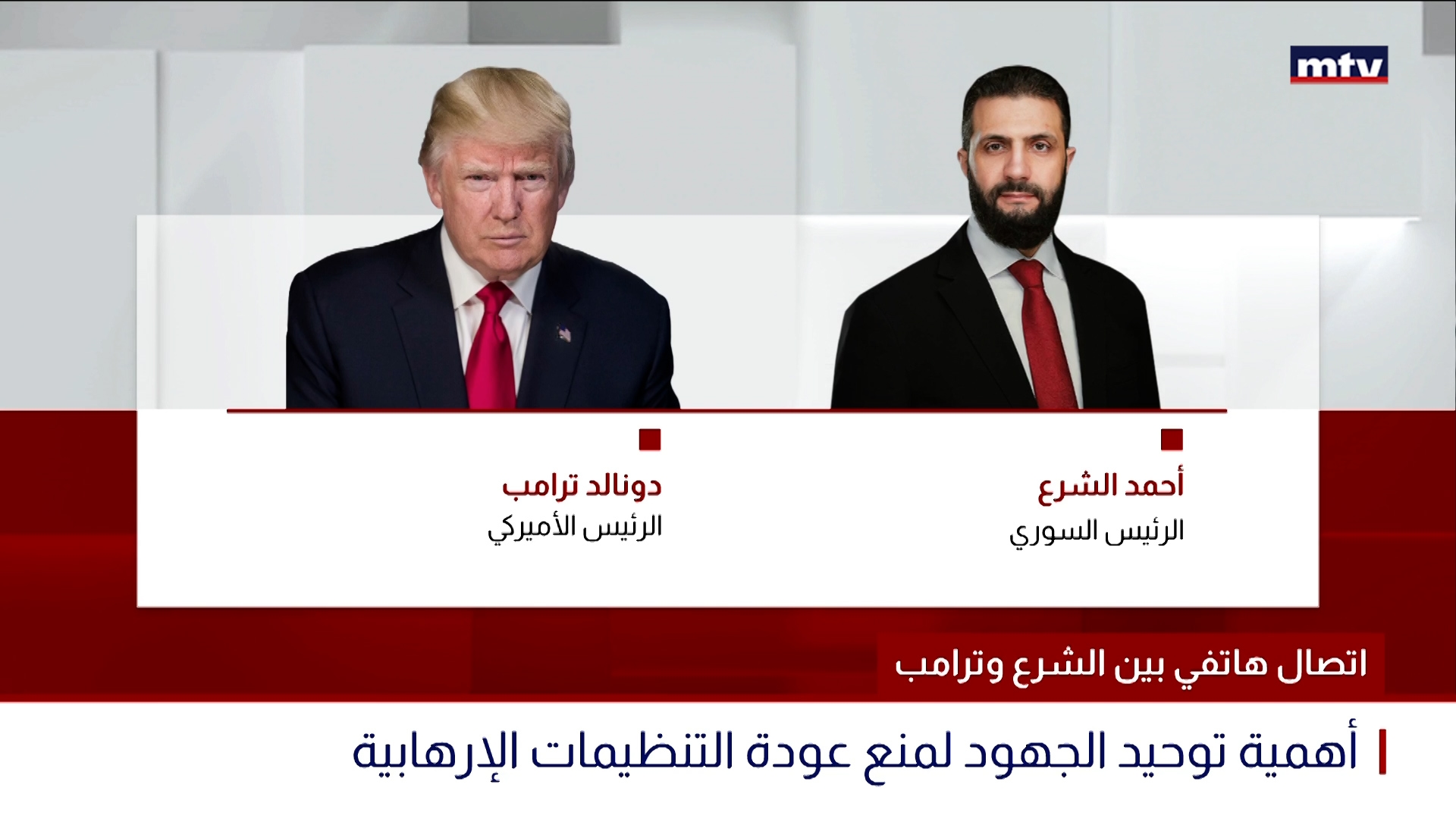 Program - اتصال هاتفي بين الشرع وترامب - - 28 كانون الثاني 2026 - MTV ...
